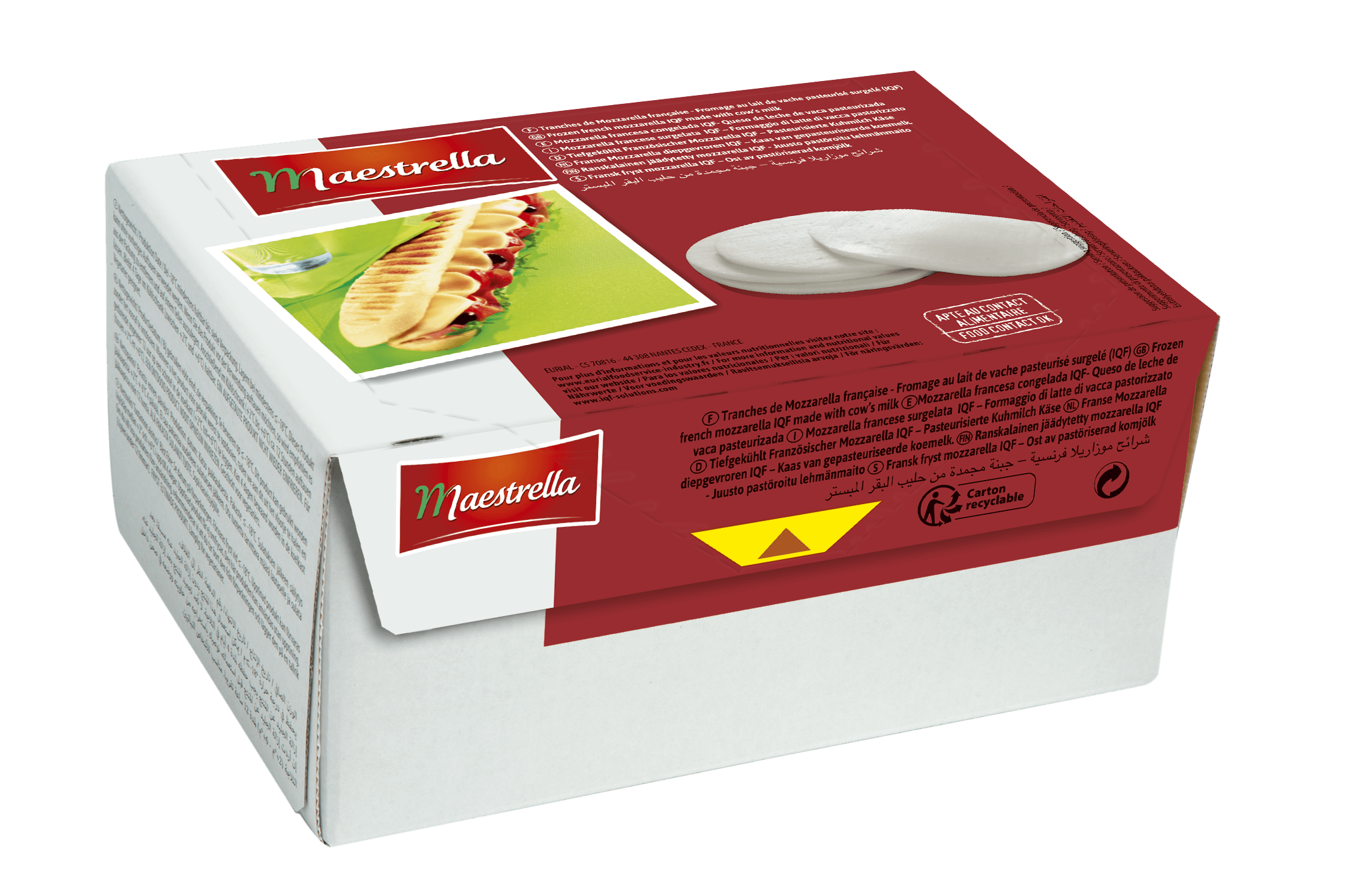 Mozzarella w plastrach IQF 500g dla profesjonalistów - Maestrella