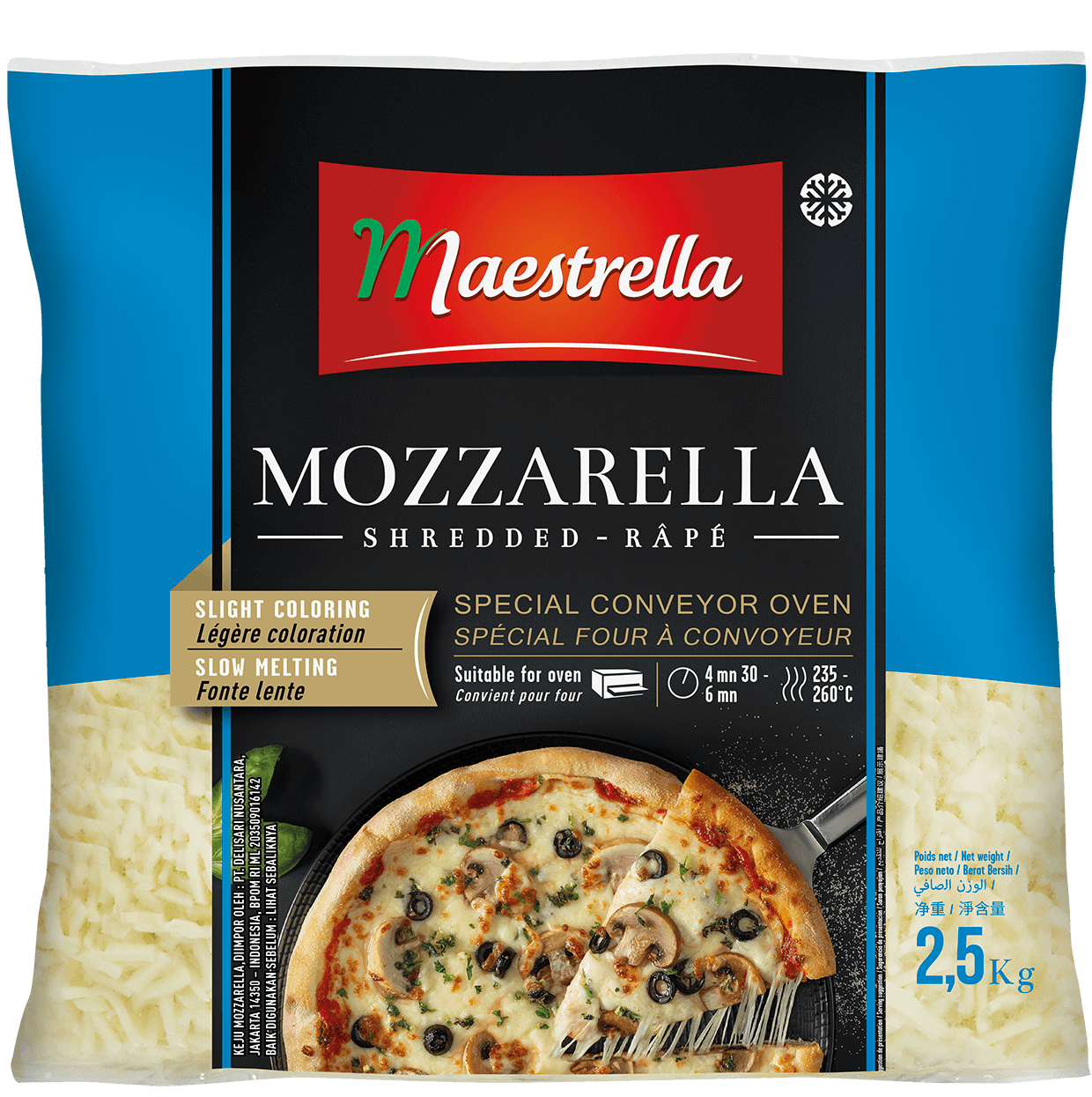 Mozzarella 45% fat IDM 2,5kg frozen for professionals - Maestrella