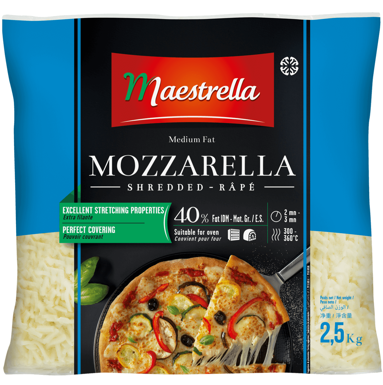 Mozzarella 40% 2,5kg mrożona - Produkty profesjonalne - Maestrella